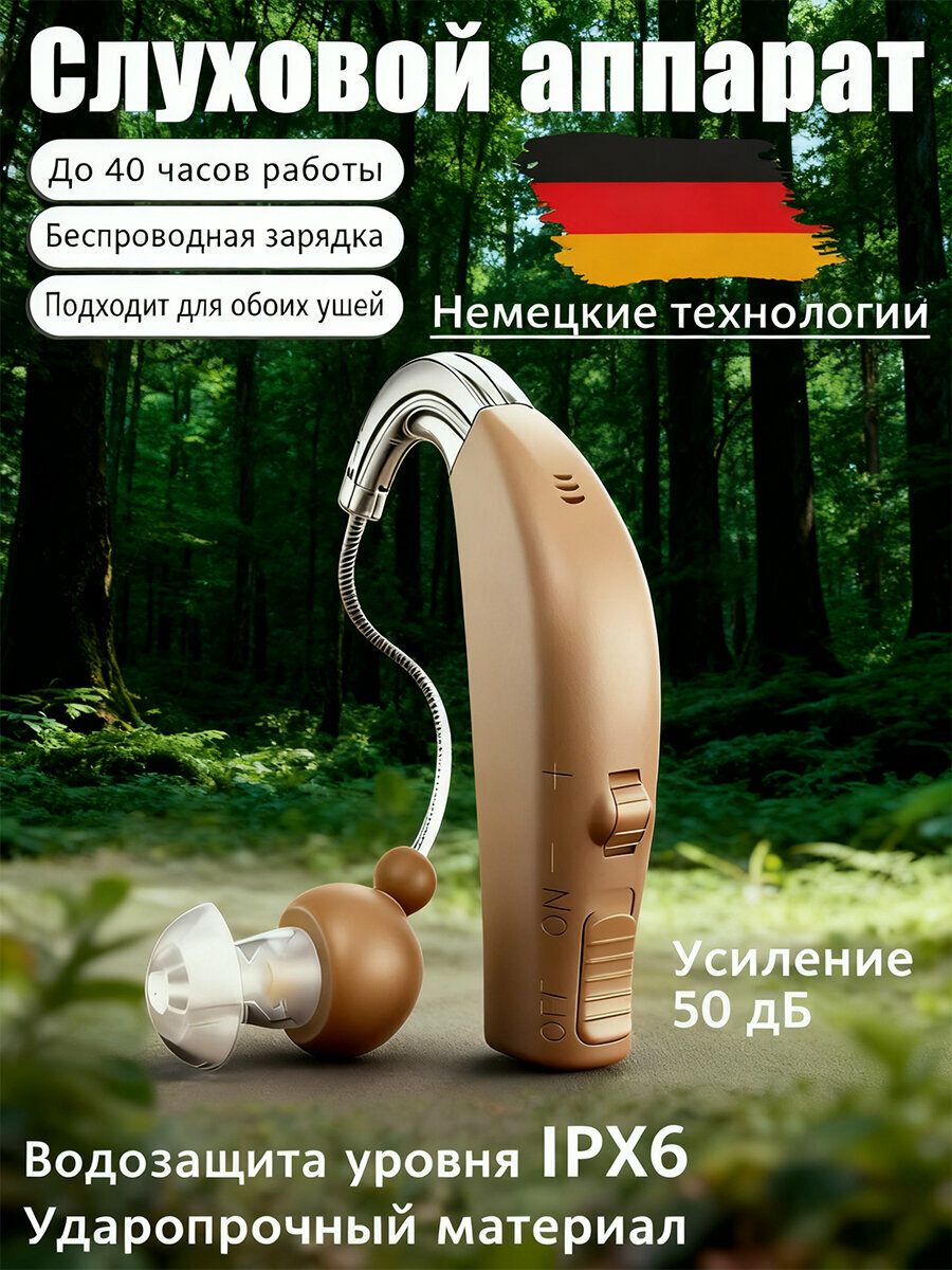 Усилитель слуха на аккумуляторе с функцией Bluetooth, заушный цифровой слуховой аппарат для пожилых с зарядкой type-c