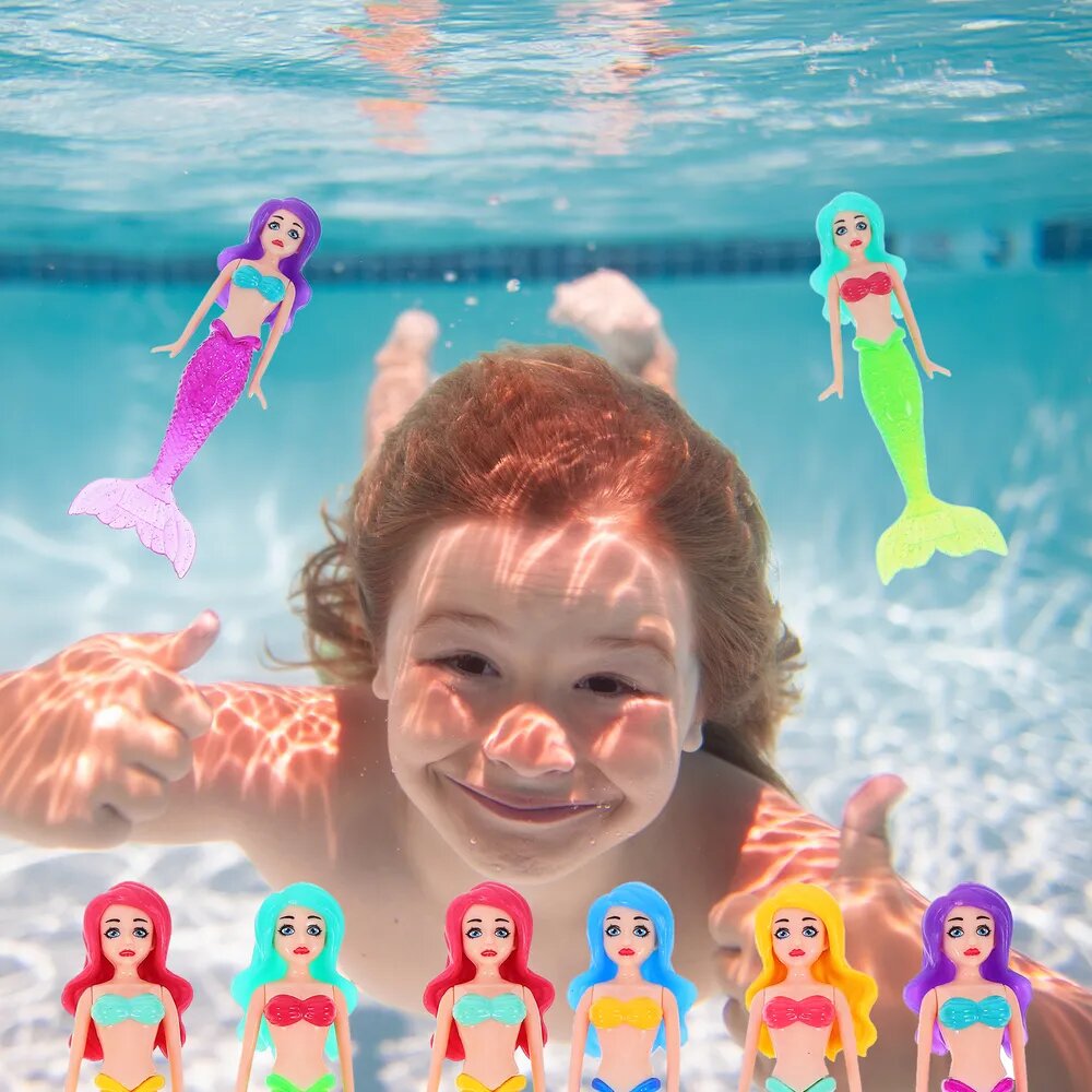8 шт. Плавающие игрушки для бассейна, портативные пластиковые маленькие модели, игрушки-русалки для плавания