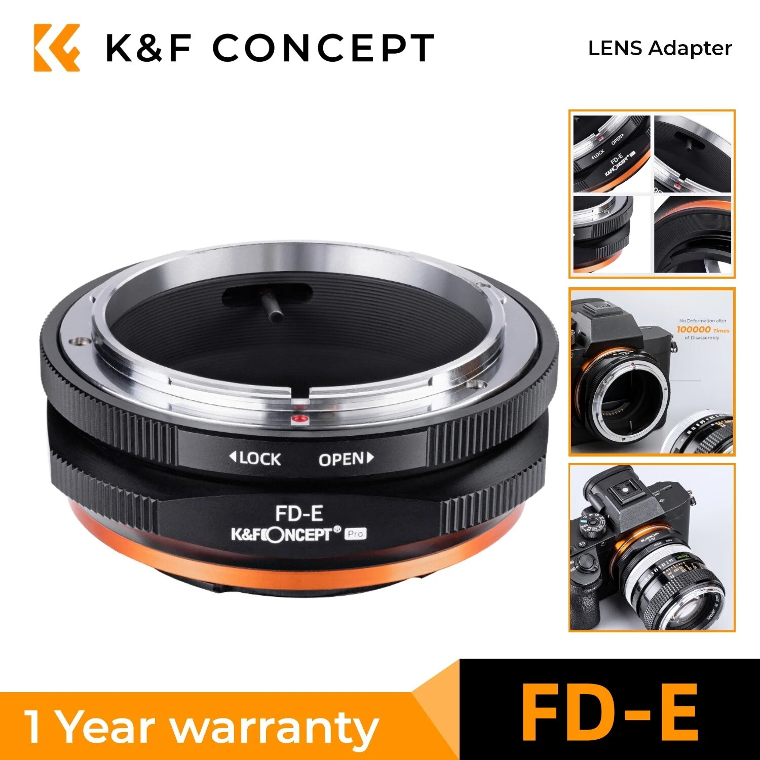 Адаптер K&F CONCEPT FD-E для объективов Canon FD на камеры Sony E