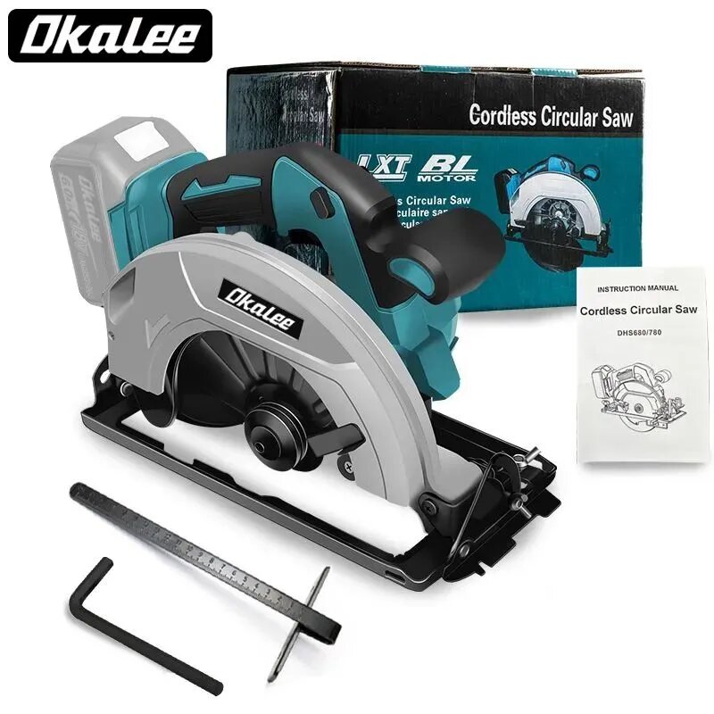 OKALEE инструмент Бесщеточная 7-дюймовая электрическая циркулярная пила Ручной деревообрабатывающий станок для резки