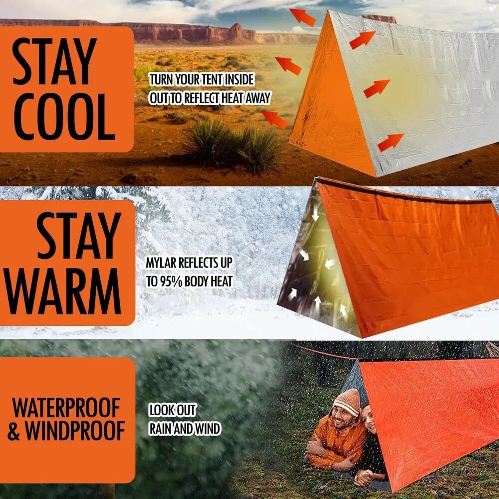 Emergency Tube Tent Аварийные одеяла Orange 2 двухместная для экстремальных ситуаций — фото 1