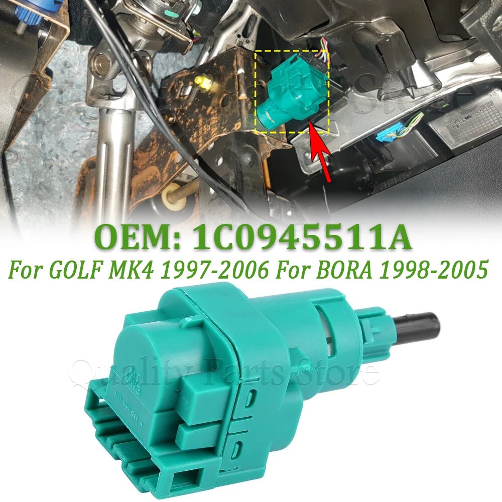 Новый 4-контактный выключатель стоп-сигнала для автомобилей GOLF MK4 1997-2006, BORA 1998-2005, PASSAT 1996-2005, BEETLE 1998-2010, артикул 1C0945511A