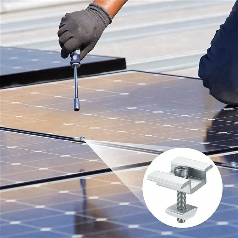 Комплект из 8 кронштейнов для крепления солнечных панелей, концевые зажимы, центр для фотоэлектрического модуля 30 мм