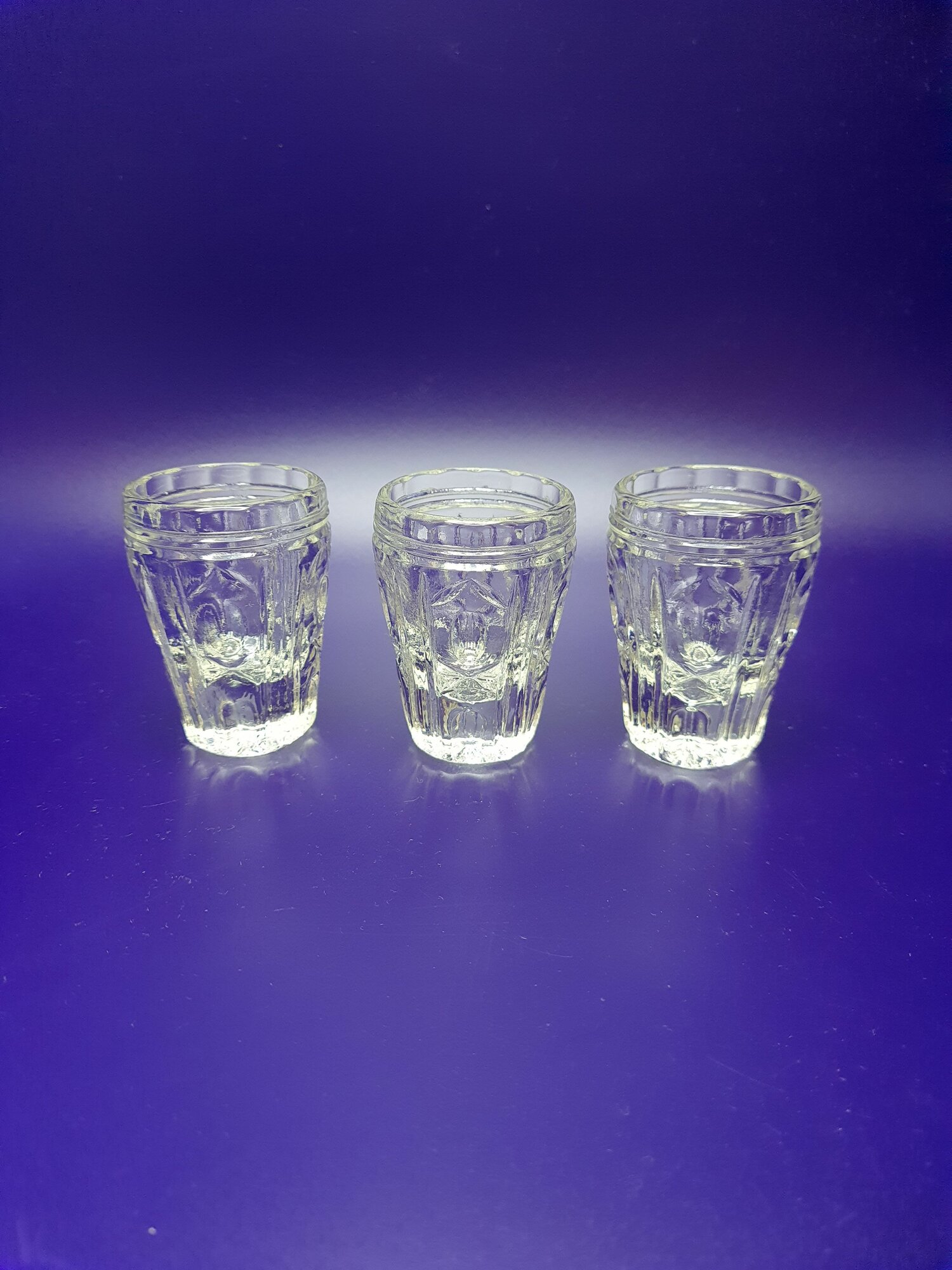 Стопки винтажные, набор на троих, хрустальное стекло, 40мл, СССР 80е