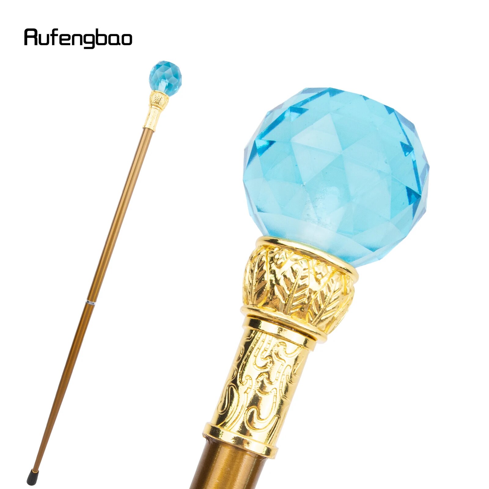 Синее хрустальное стекло, Золотая трость, модная декоративная трость, джентльменская элегантная трость для косплея, Crosier 93 см