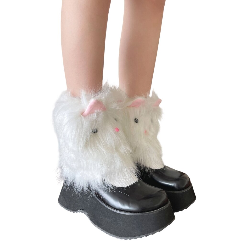 Модные пушистые милые кошачьи чехлы на ноги для зимы, теплые и тематические мероприятия, женские пушистые плюшевые гетры, манжеты для ботинок