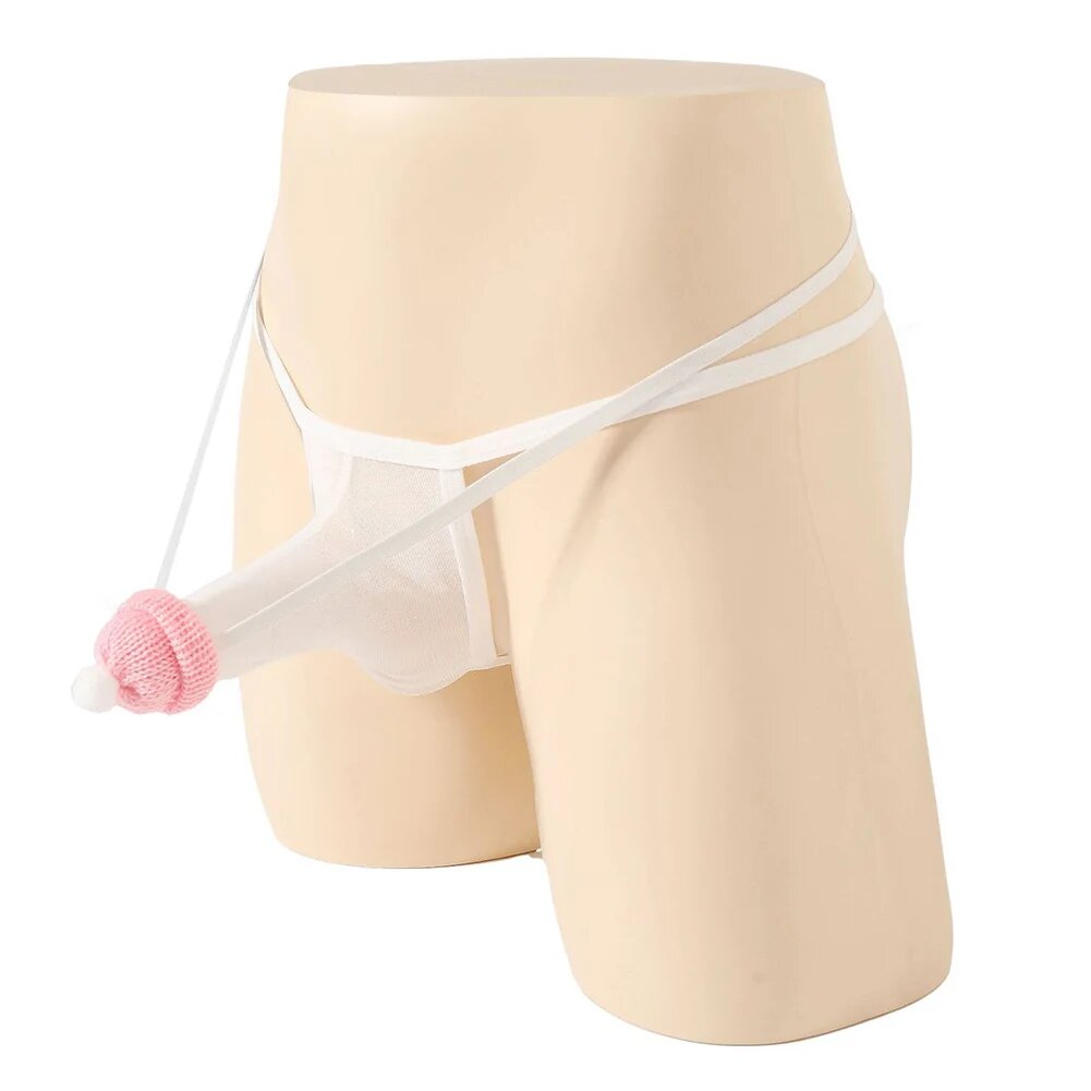 Мужские сексуальные рождественские трусики, эротическое нижнее белье, сексуальные Tоy для мужчин, Т-образная спинка, выпуклая сумка, нижнее белье, сетчатые стринги, двойные трусы-стринги Pink