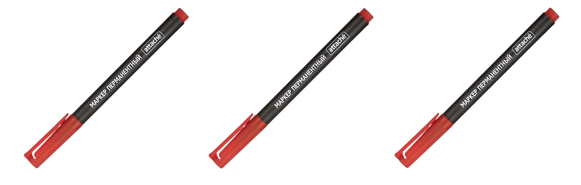 Маркер перманентный Выбор есть (Attache) красный, толщина линии 1 мм, круглый наконечник - 3 штуки