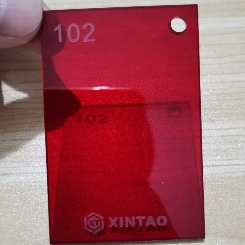 Цветной прозрачный акриловый лист PMMA 2-10мм Красный, 200x300x3mm, 102 Red