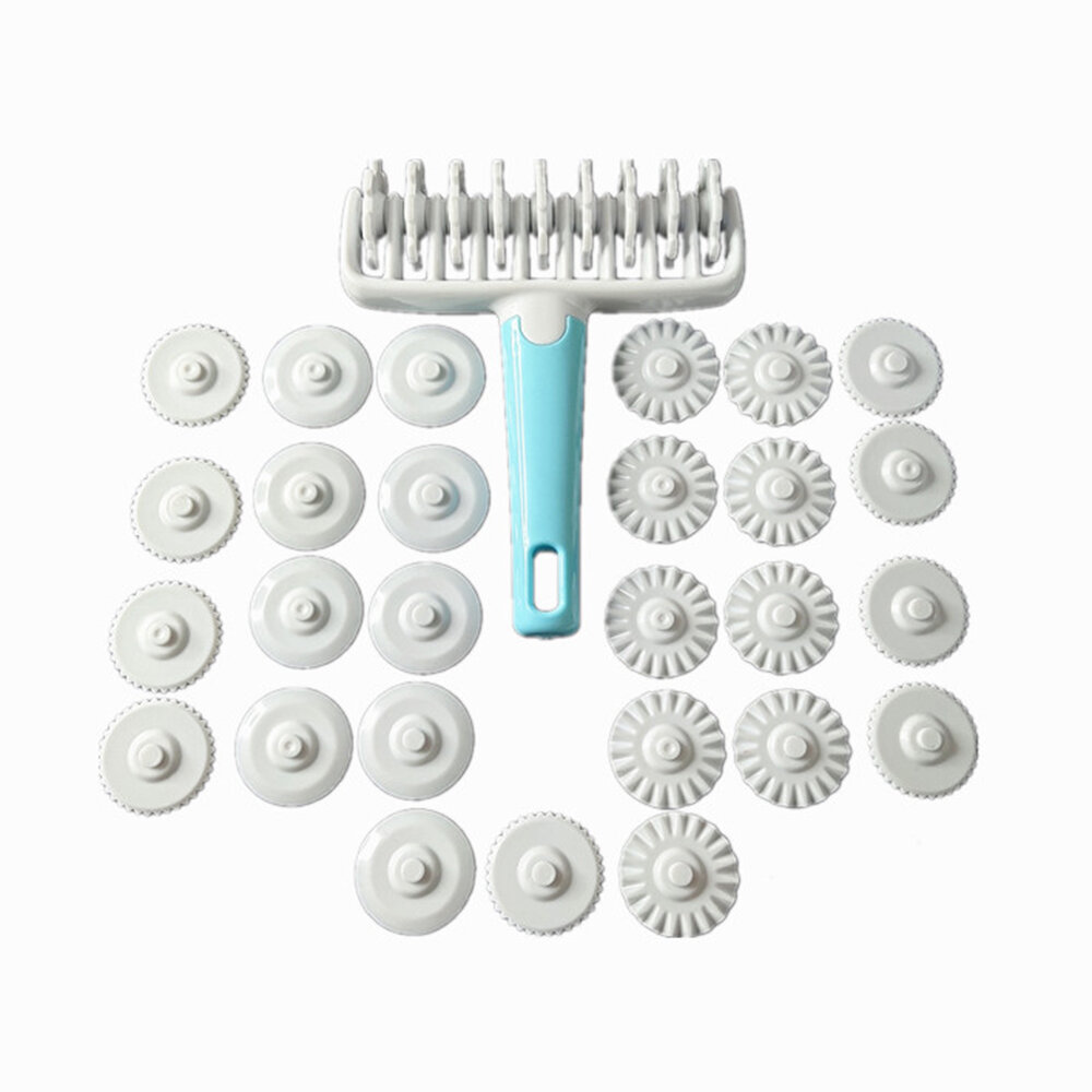 Каток для теста пластиковый домашний нож для разделки теста форму для выпечки кухонный инструмент для выпечки самодельных изделий для теста решетчатых печенек пиццы хлеба пирога 37 штук синий цвет 5x12x14 см упаковка 25*19*5 см вес 250 г