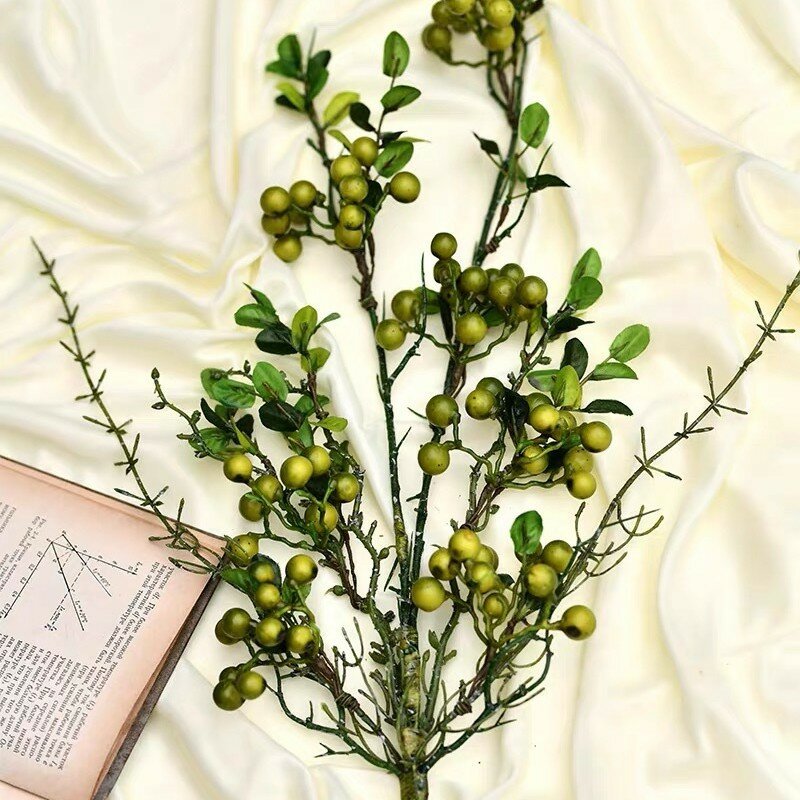 Горячая распродажаИскусственная ягода, сушеная ветка, декоративный цветок, украшение для дома, витрина магазина, красная дикая фруктовая ветка, лесной стиль, цветочный осенний свадебный декор