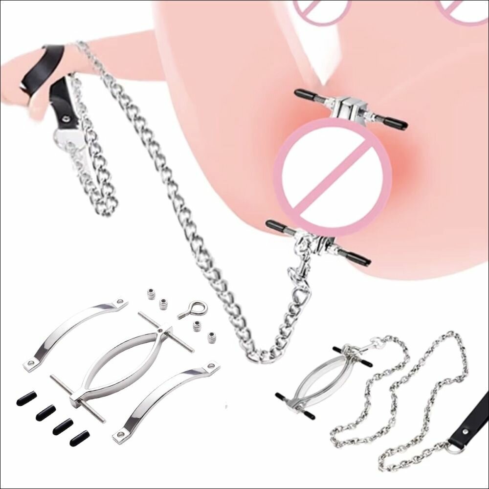 БДСМ-бондаж, секс-игрушки, вагинальные расширители, металлические зажимы для губ с цепочками, игры для женских пар