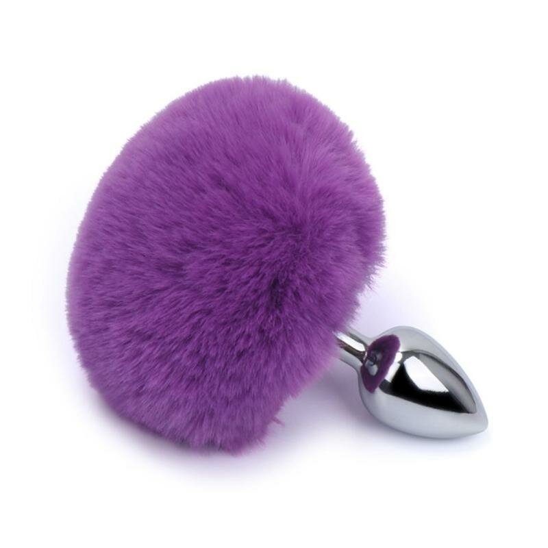 Анальная пробка с хвостом кролика, Сливовый