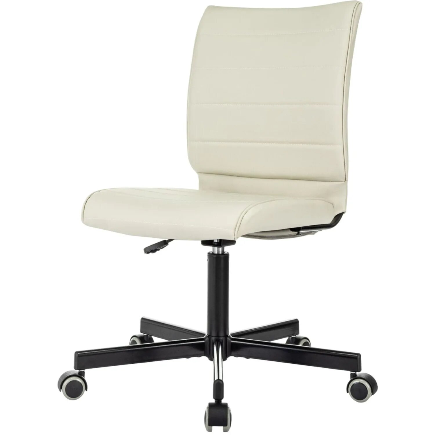 Кресло VB_EChair 303 PU слоновая кость эко. кожа крестов. металл черный