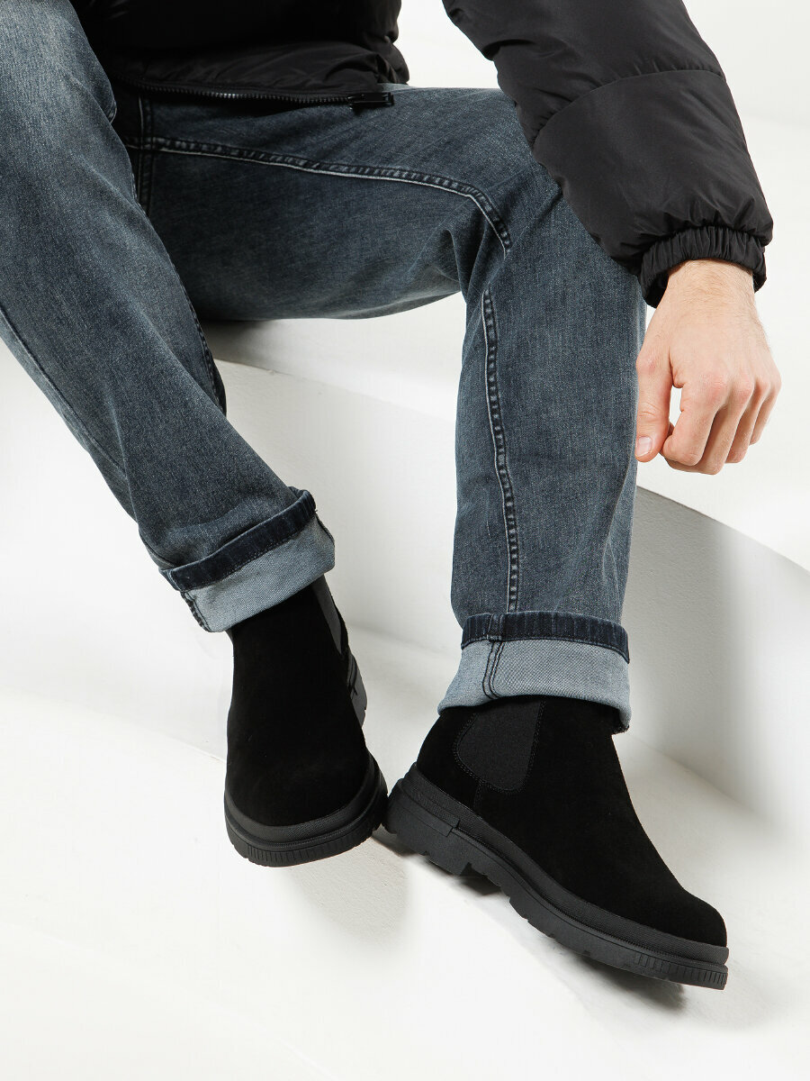 Ботинки челси утепленные натуральный велюр мужские демисезонные 2025-2026