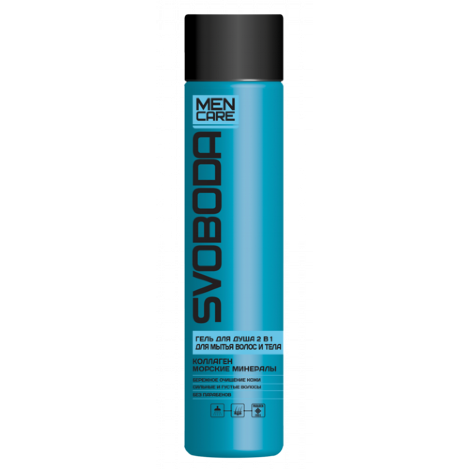 Гель для душа 2 В 1 SVOBODA MEN CARE для волос тела коллаген, морские минералы 300МЛ свобода