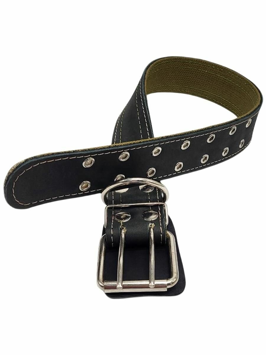 Ошейник натуральная кожа с брезентом, 45мм, 80см.