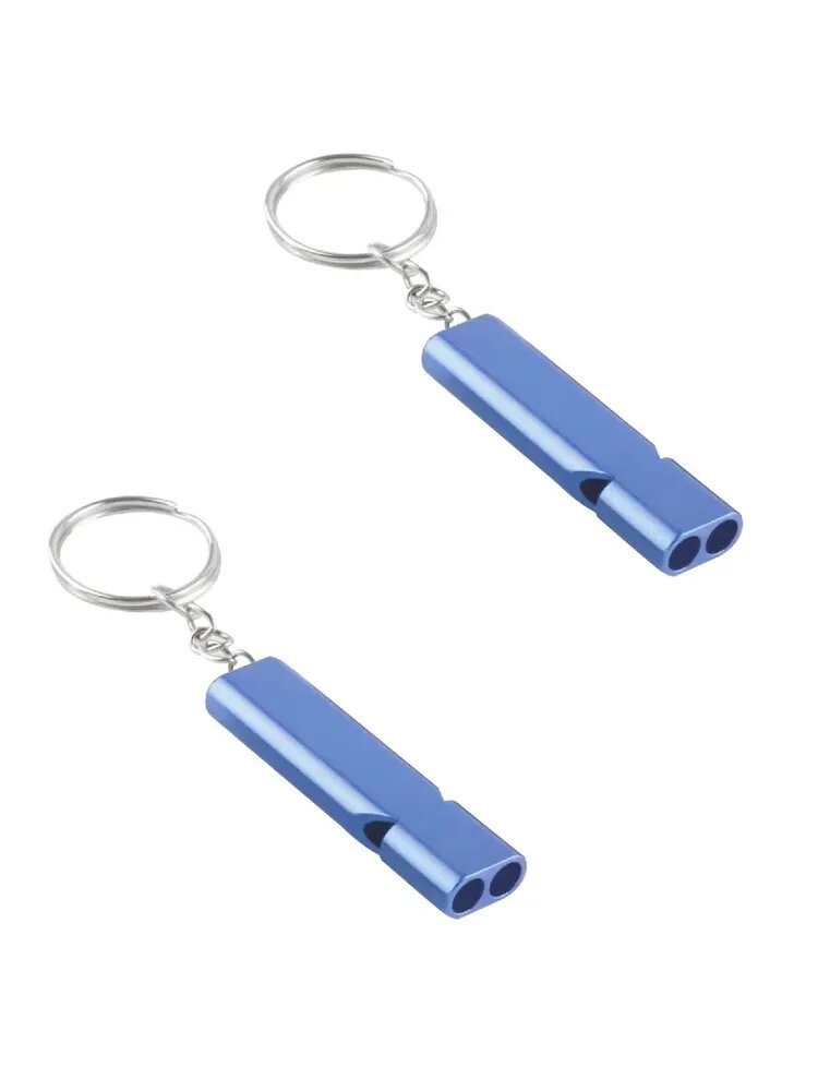 Набор для выживания,2 плоских металлических двухтрубчатых высокочастотных свистка для выживания-синий