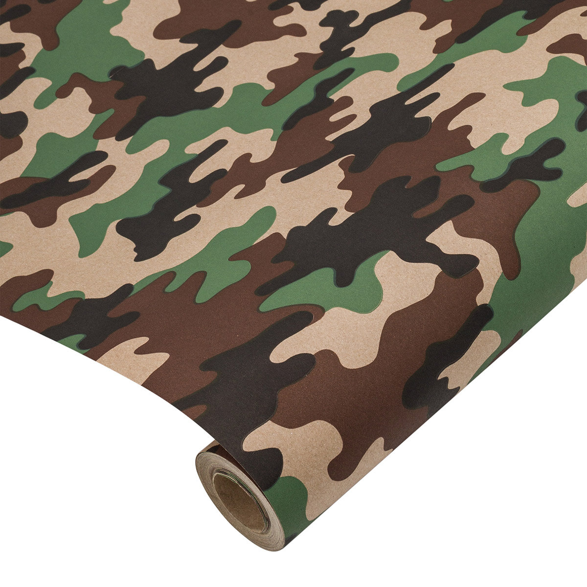Крафт бумага для упаковки и творчества, Камуфляж зеленый, 680мм/60гр/10м +/- 5%