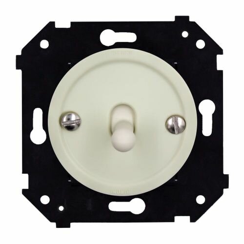 Переключатель BIRONI одноклавишный тумблерный без подсветки встроенный монтаж пластмасса слоновая кость матовый