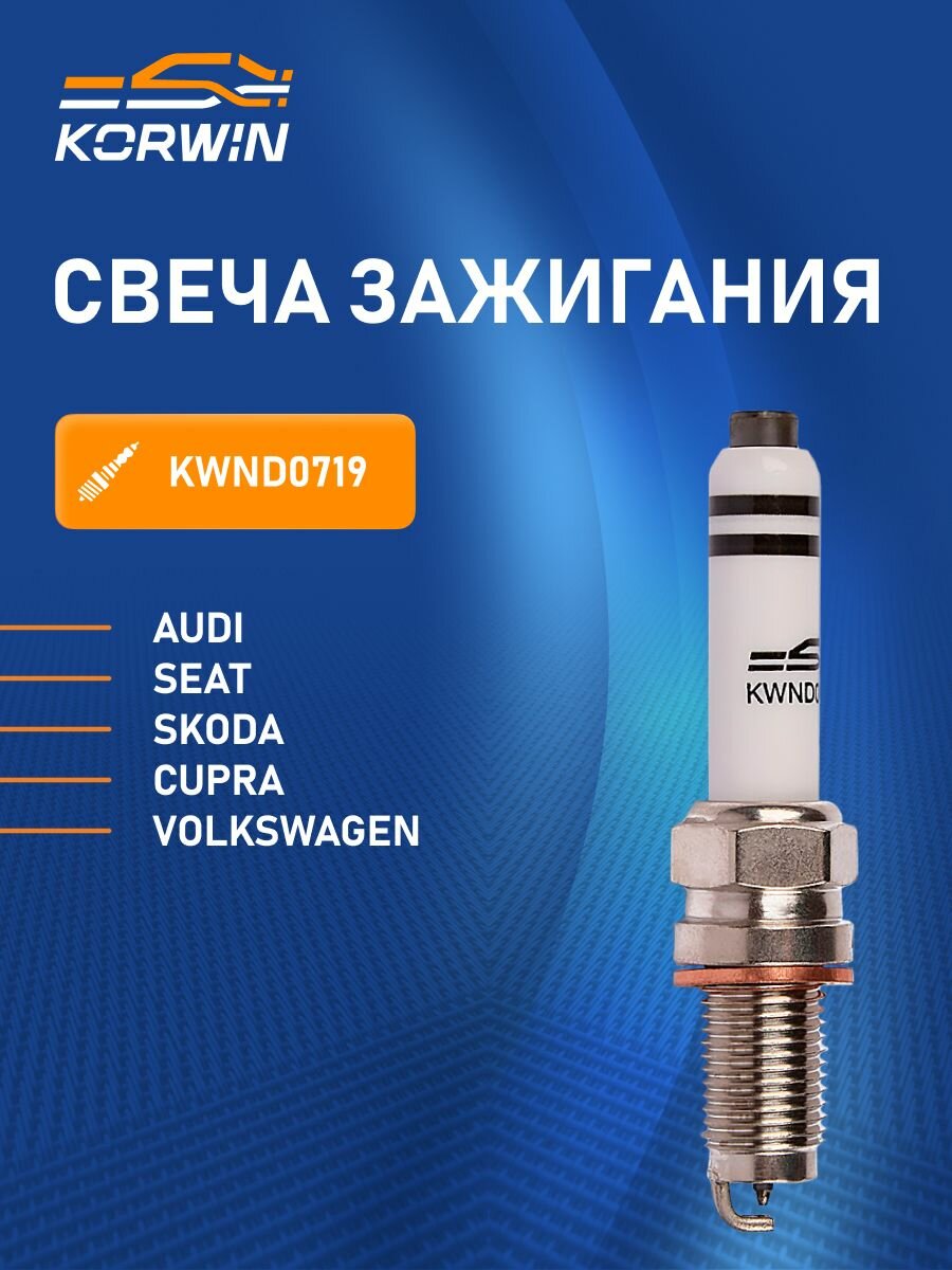 Свеча зажигания KORWIN KWND0719 (аналог PKER7A8EGS) Double Platinum