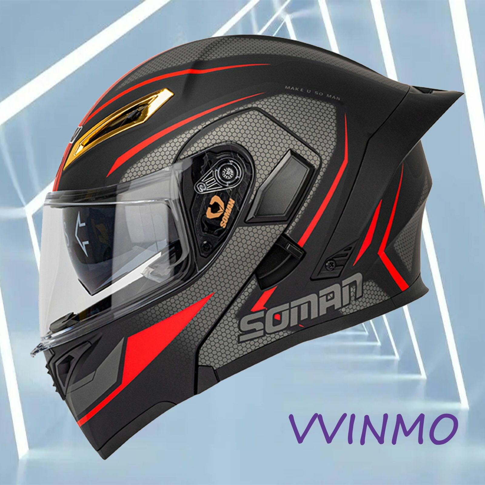 Ritafly Мотошлем, цвет: голубой, размер: L
