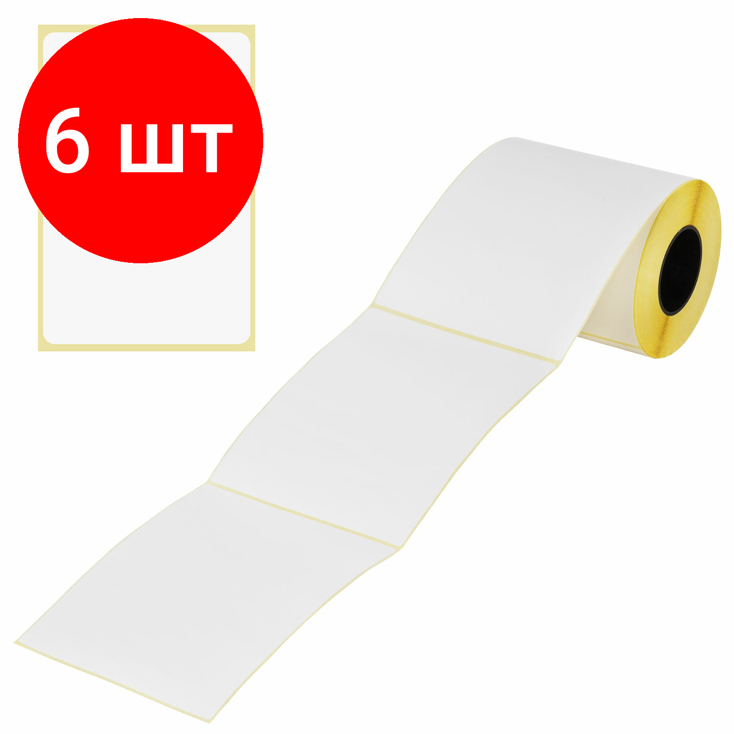 Комплект 6 шт, Этикетка ТермоЭко (100х150 мм), 300 этикеток в ролике, светостойкость до 2 месяцев, 115621