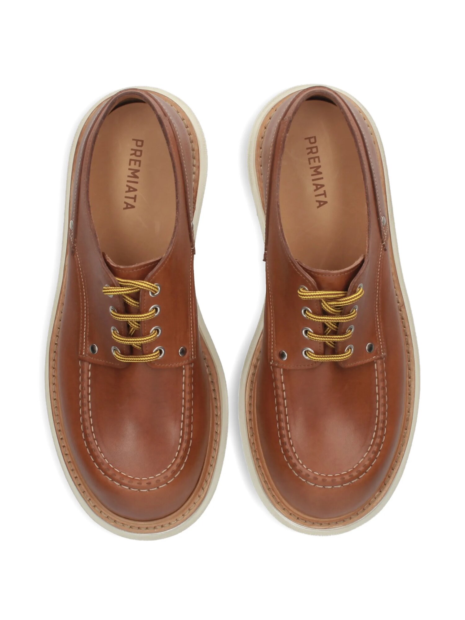 Туфли PREMIATA Platform stitched leather shoes, размер 8 UK, коричневый — фото 1