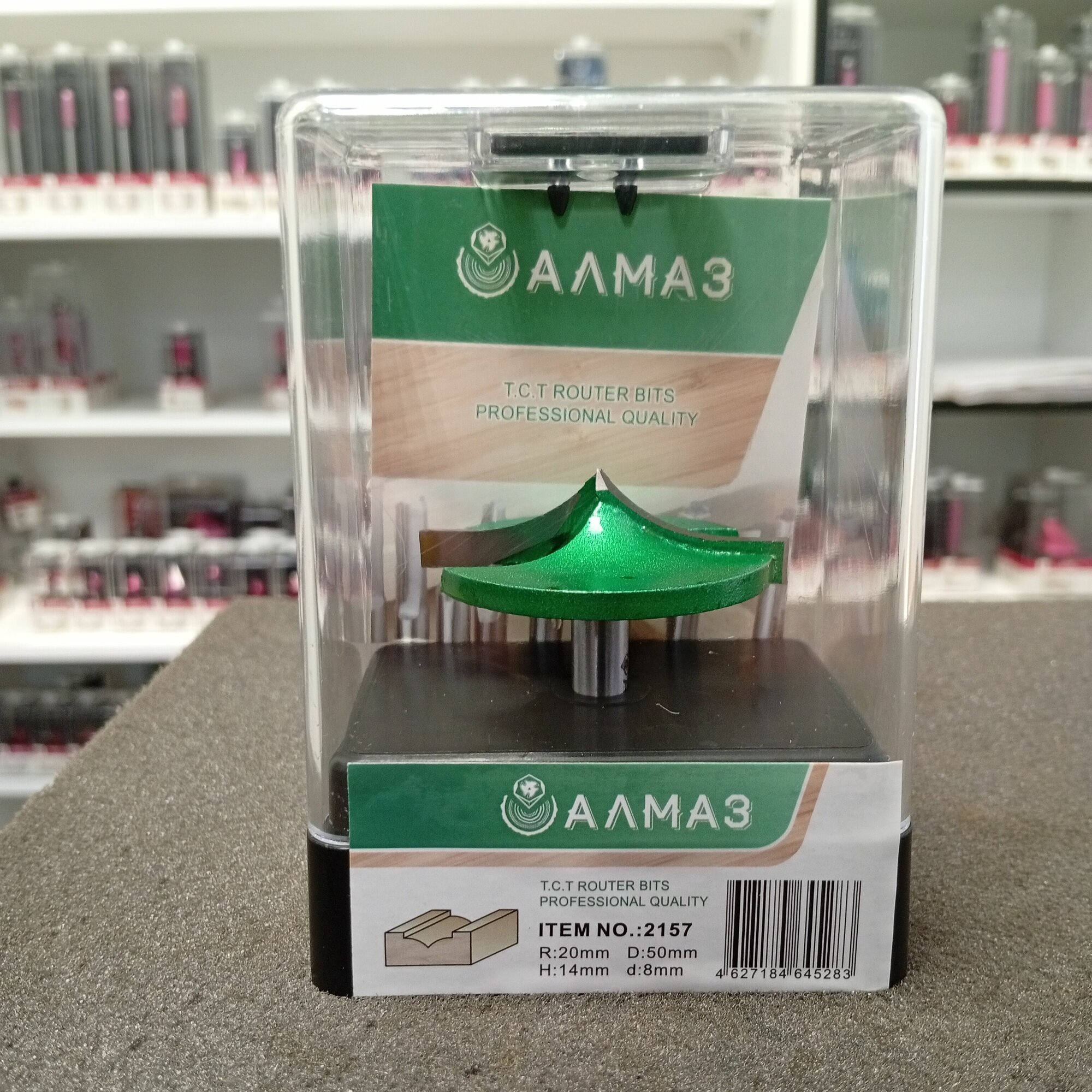 Фреза для фрезеровки фасадов ( псевдофиленка) и поручня R:20 mm алмаз 2157 профильная D:50mm I:14mm d:8mm R:20mm