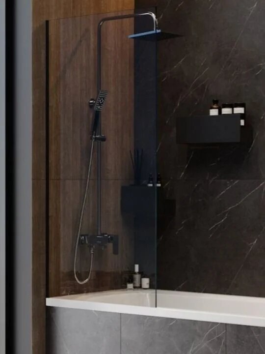Шторка на ванну 70х140 см Maretti Marta MA41F7014099-560, профиль черный