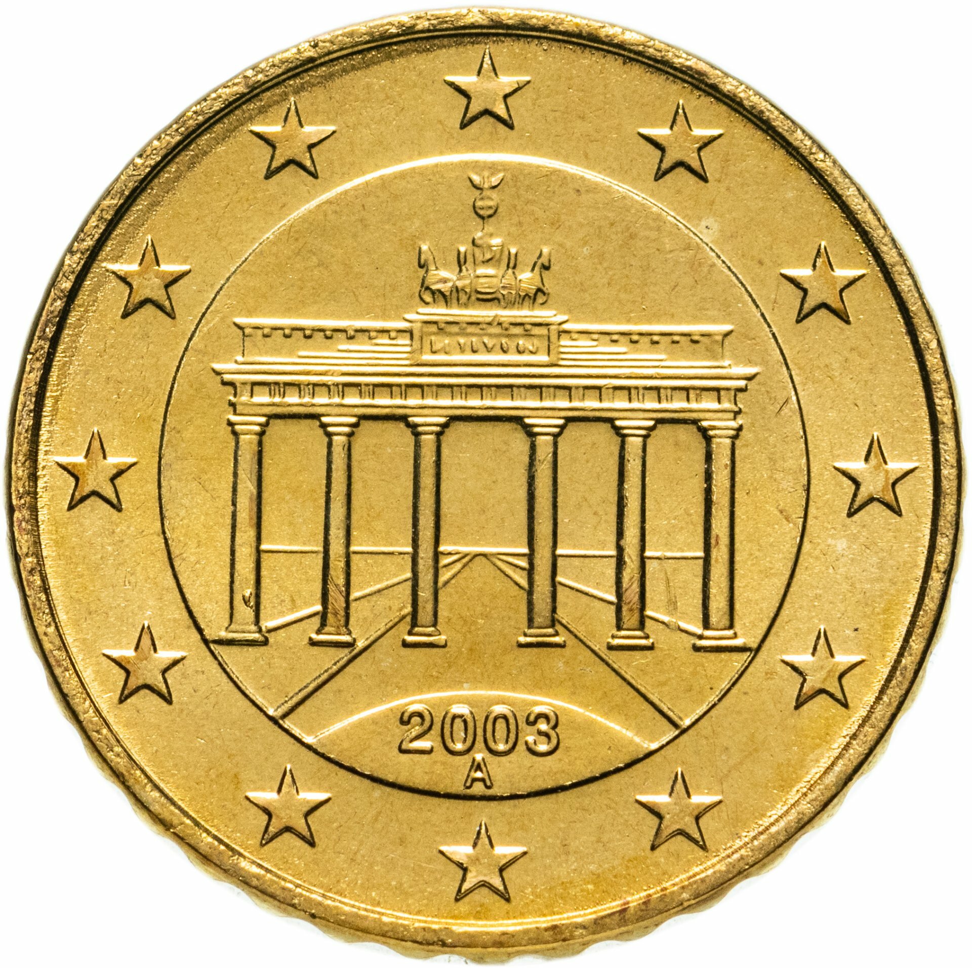 Германия 10 евроцентов 2003 Двор A, Латунь, в сохранности UNC