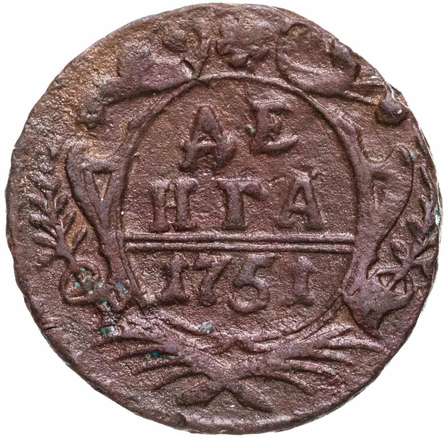 Денга 1751, Медь, в сохранности VF-XF