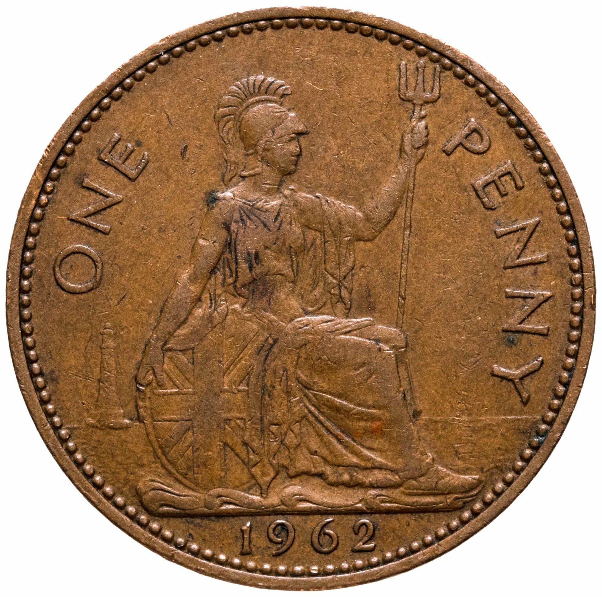 Великобритания 1 пенни penny 1962, Бронза, в сохранности VF-XF