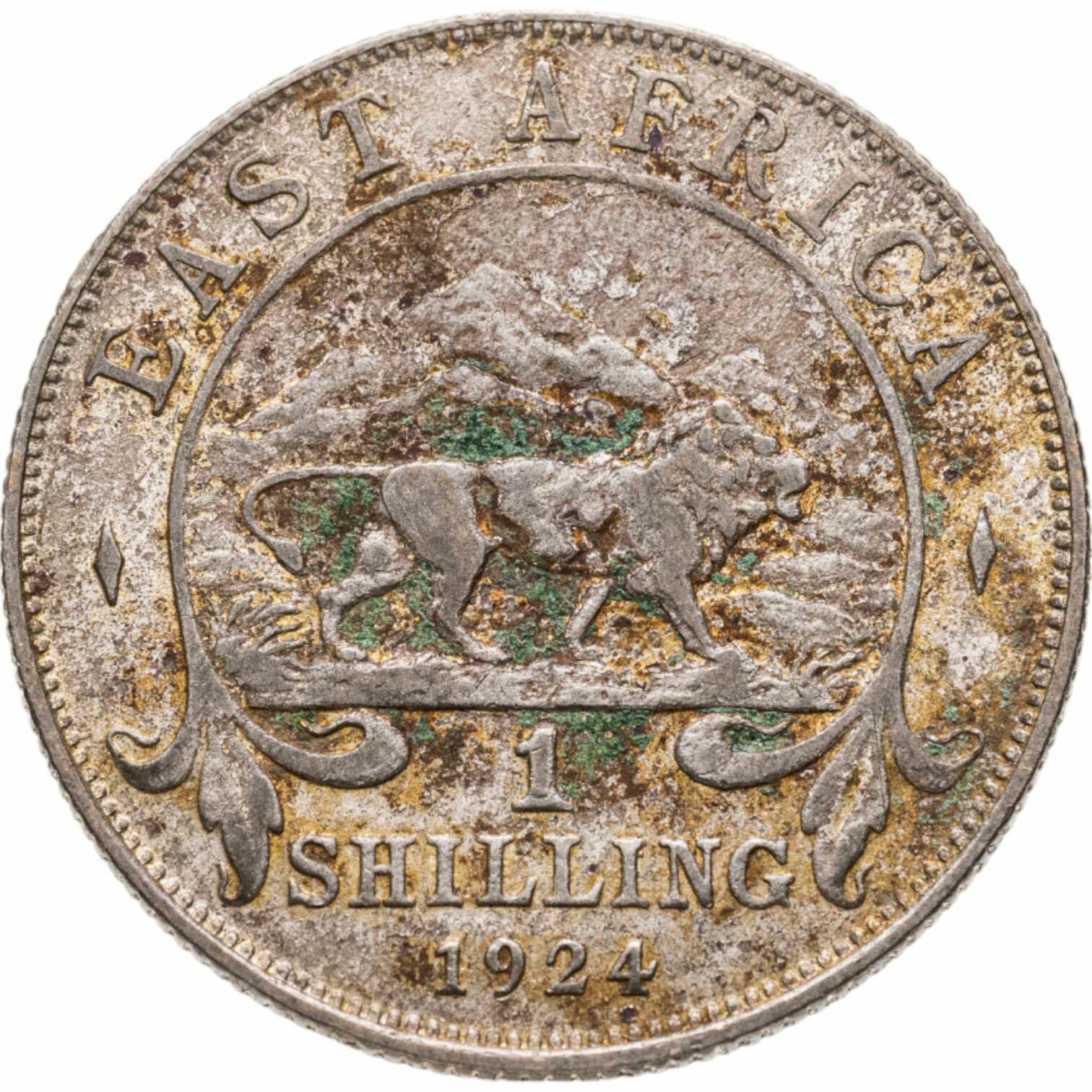 Британская Восточная Африка 1 шиллинг shilling 1924, Серебро 250, в сохранности F-VF