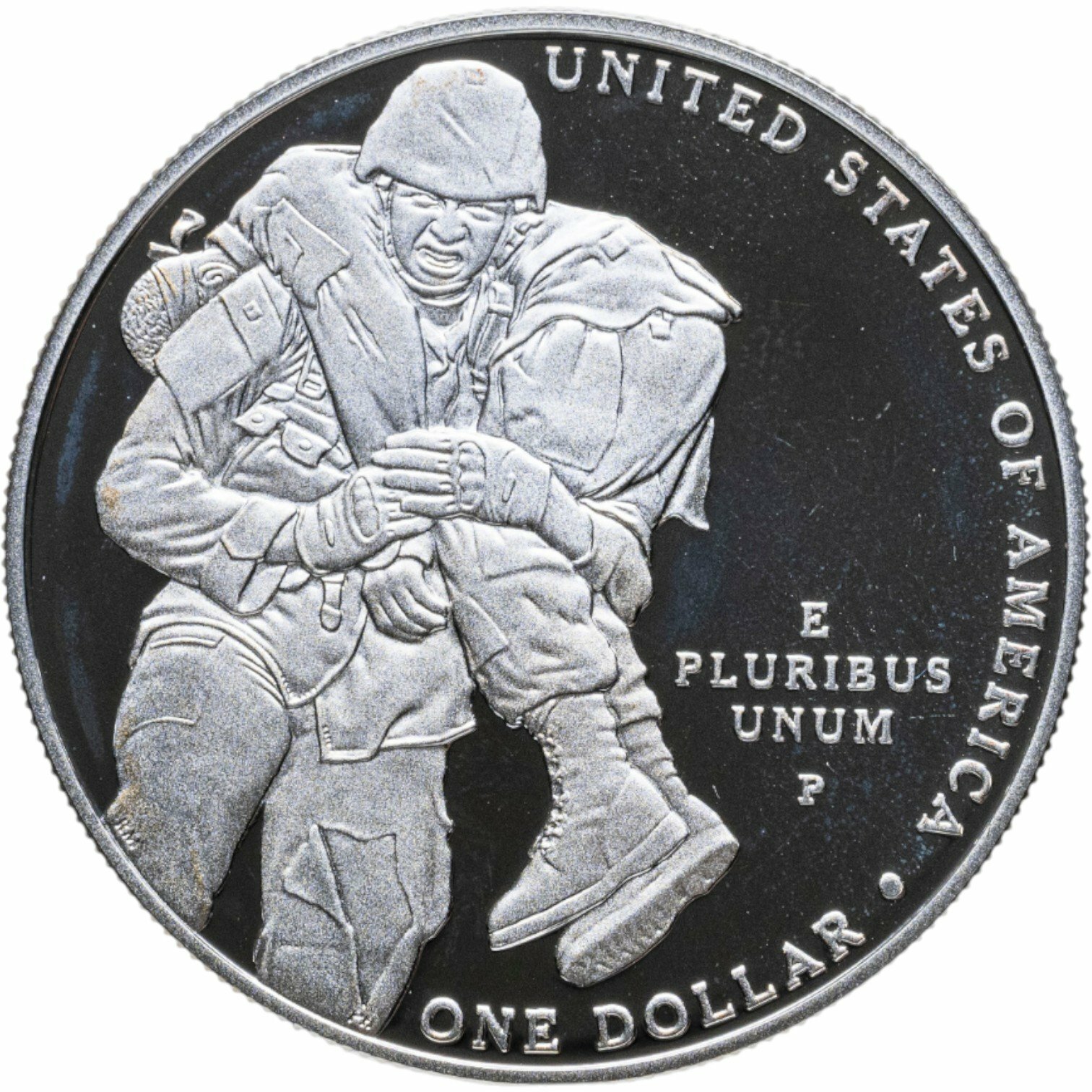США 1 доллар 2011 "Медаль Почёта Вооруженные силы" в футляре, Серебро 900, в сохранности Proof