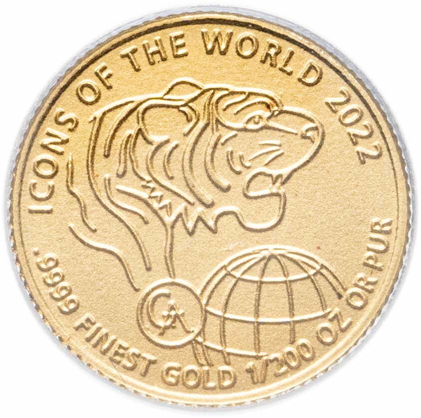 Руанда 10 франков 2022 Год тигра, Золото, в сохранности UNC