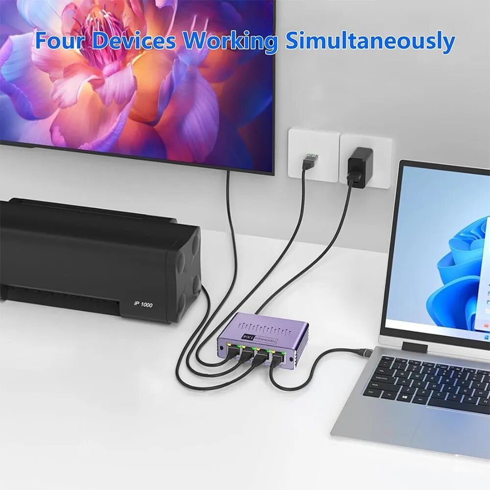 Интернет-сплиттер 1000 Мбит/с RJ45(1 к 4)