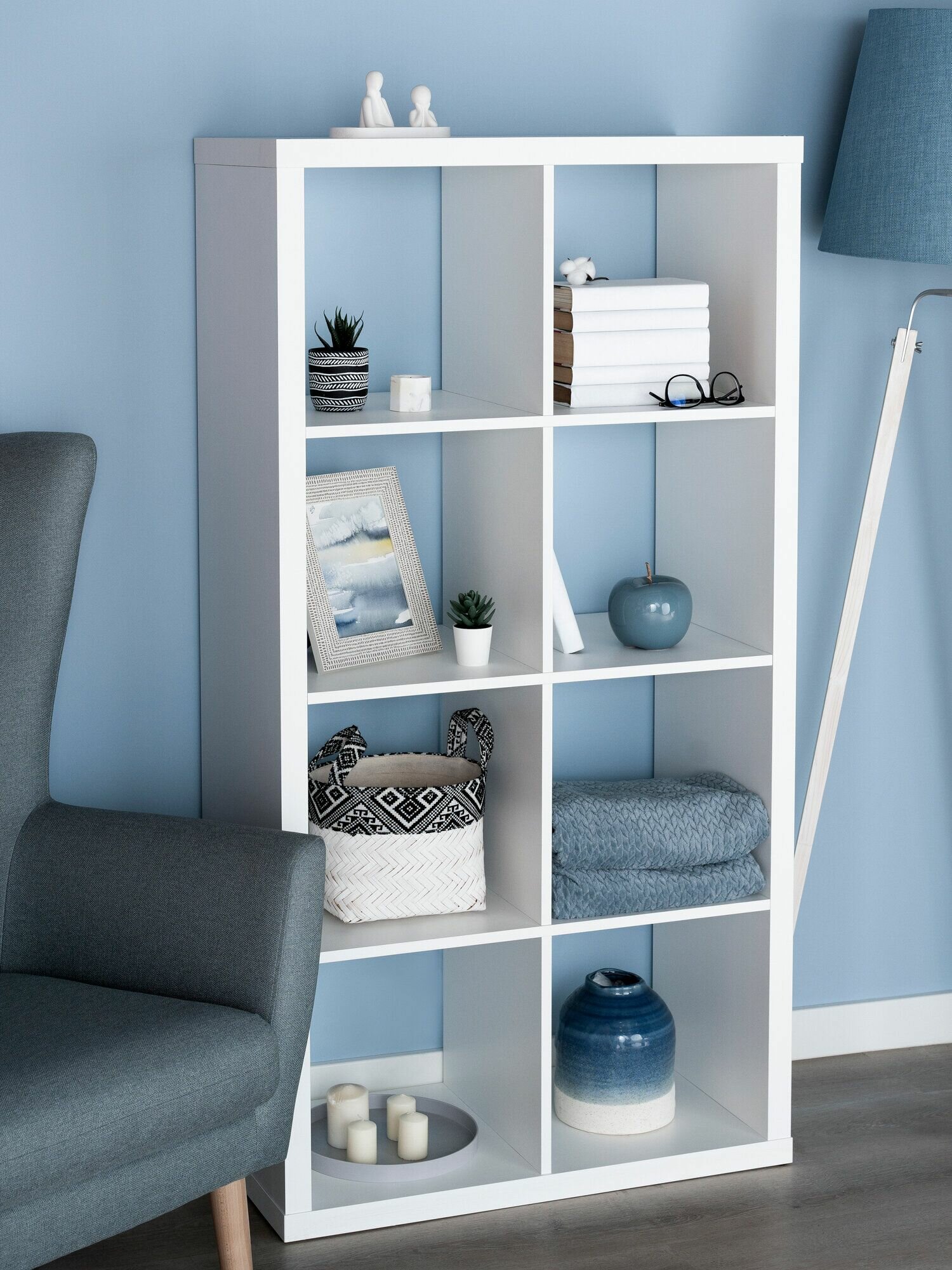 Стеллаж Фора, 8 полок, 77х147х38 см, белый, ГУД лакк