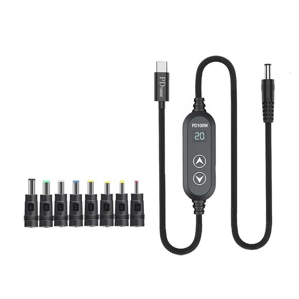 Кабель питания мощностью 100 Вт от Type C до DC5.5 5V 12V 15V 19V 20V Выбор мощности 8 адаптеров