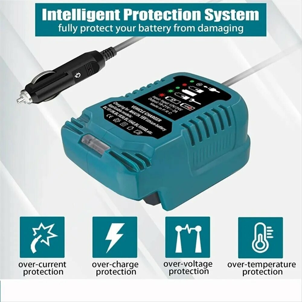 Для Maikta BL1830 BL1840 BL1850 BL1840B BL1815 18 В литий-ионный аккумулятор с разъемом прикуривателя, мини-зарядное устройство для автомобиля