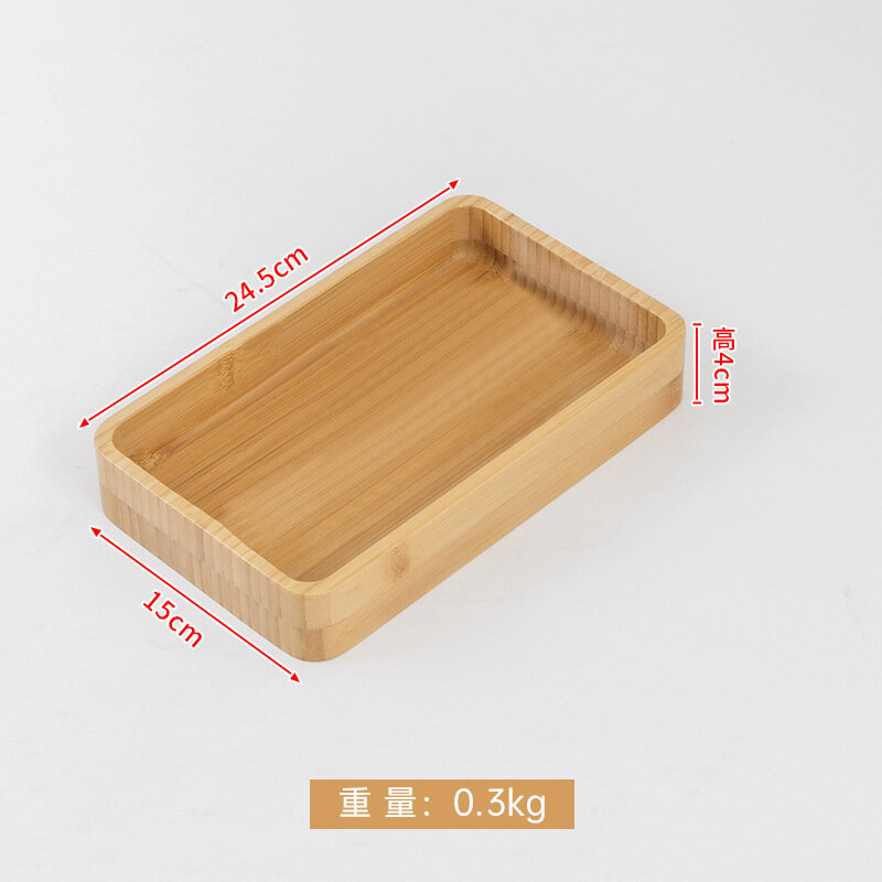 Бамбуковый поднос с одной ячейкой 24.5x15x4 см, продолговатый, без крышки, боковое давление