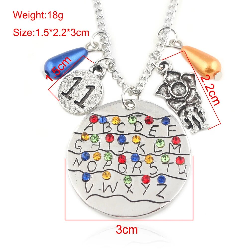 Подвеска Stranger Things 11, Демогоргон, ABC, Necklace