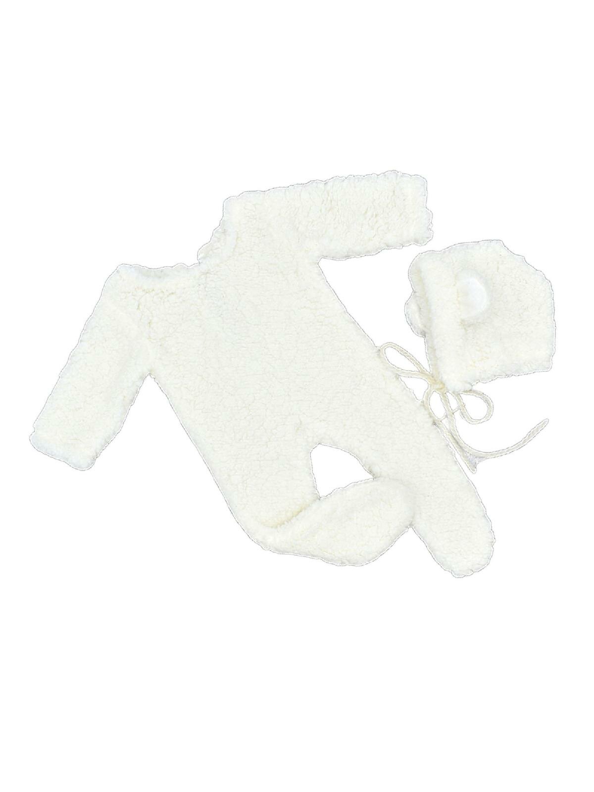 2шт Baby фото Костюм комбинезон плюшевый медведь колпачок уха новорожденных фотосъемка одежды