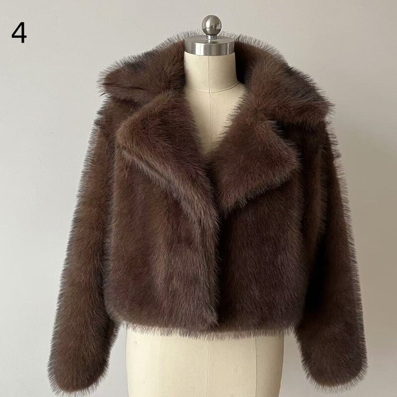 Экологичный меховой жакет для женщин, пушистая кофта из искусственной лисьей норки