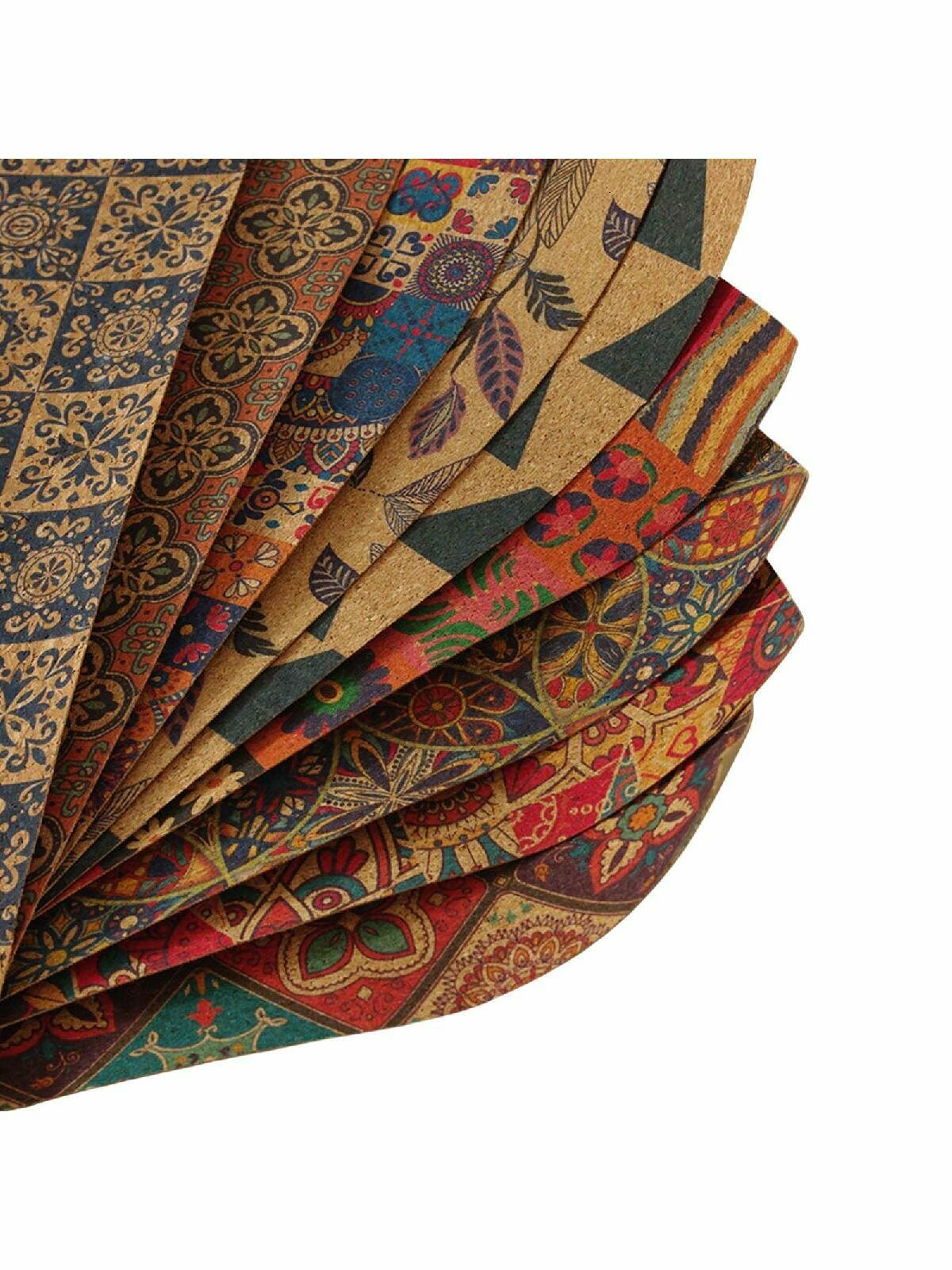 Пробковая ткань с принтом, 9 шт.