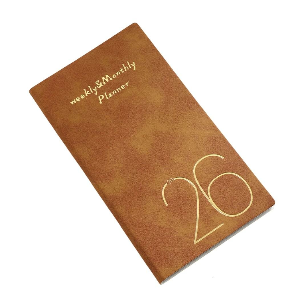 2026 Еженедельный Ежемесячный ежедневник1eatherplanner Со 120 страницами, оформленными ленточными закладками, датированными