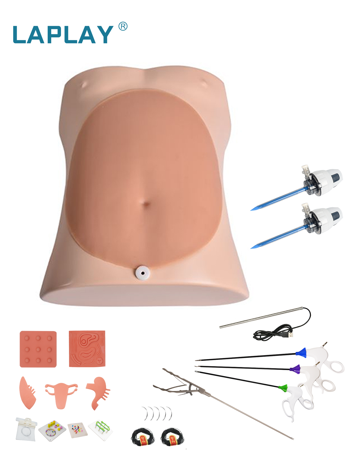 Имитационный человек Лапароскопический тренажер Модель включает 4 инструмента, 9 учебных блоков и камеру с углом обзора 0/30 градусов Можно выполнять упражнения "прокол".