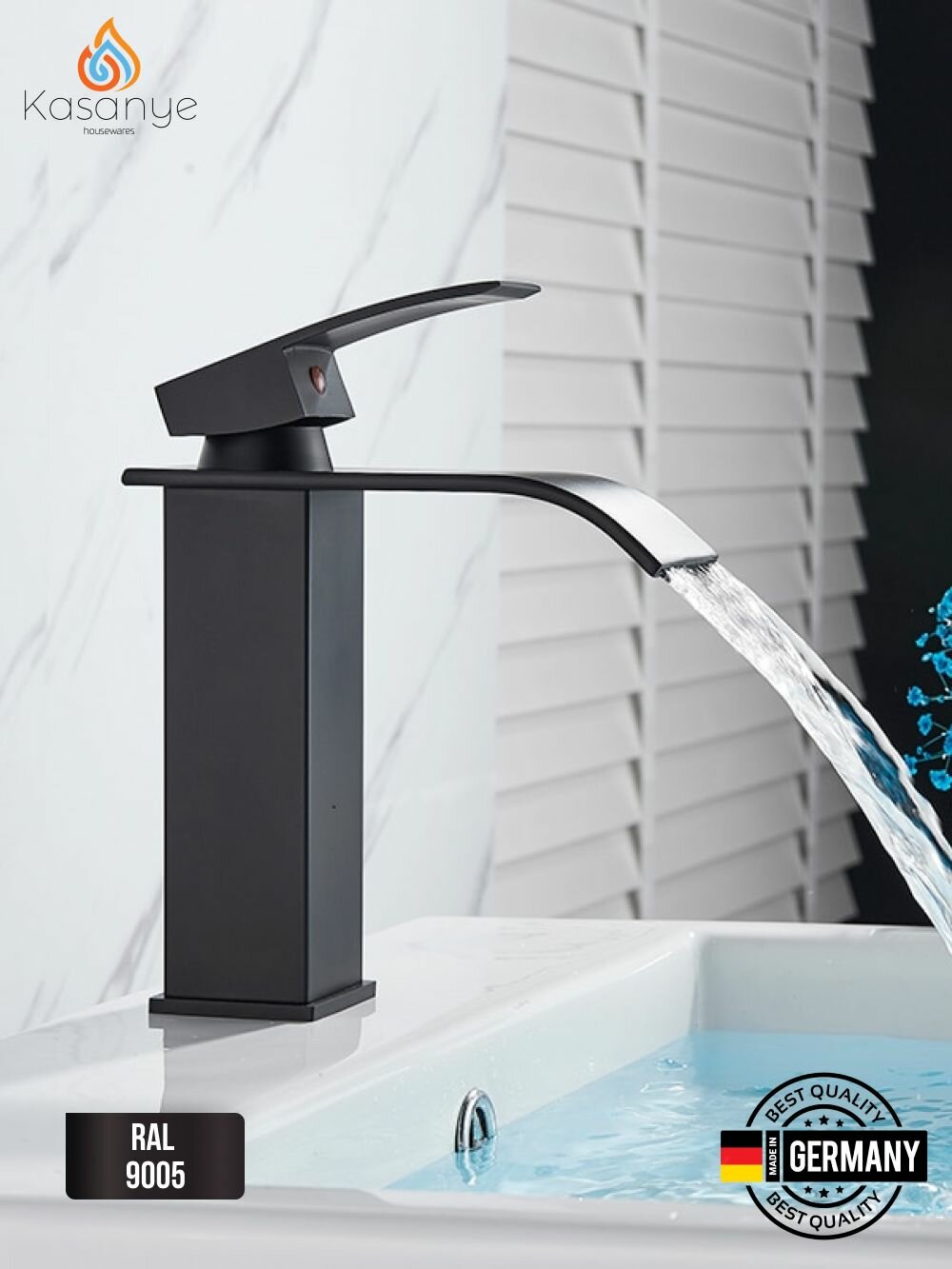 Смеситель для раковины Kasanye Basin Faucet 888, из латуни, черный матовый