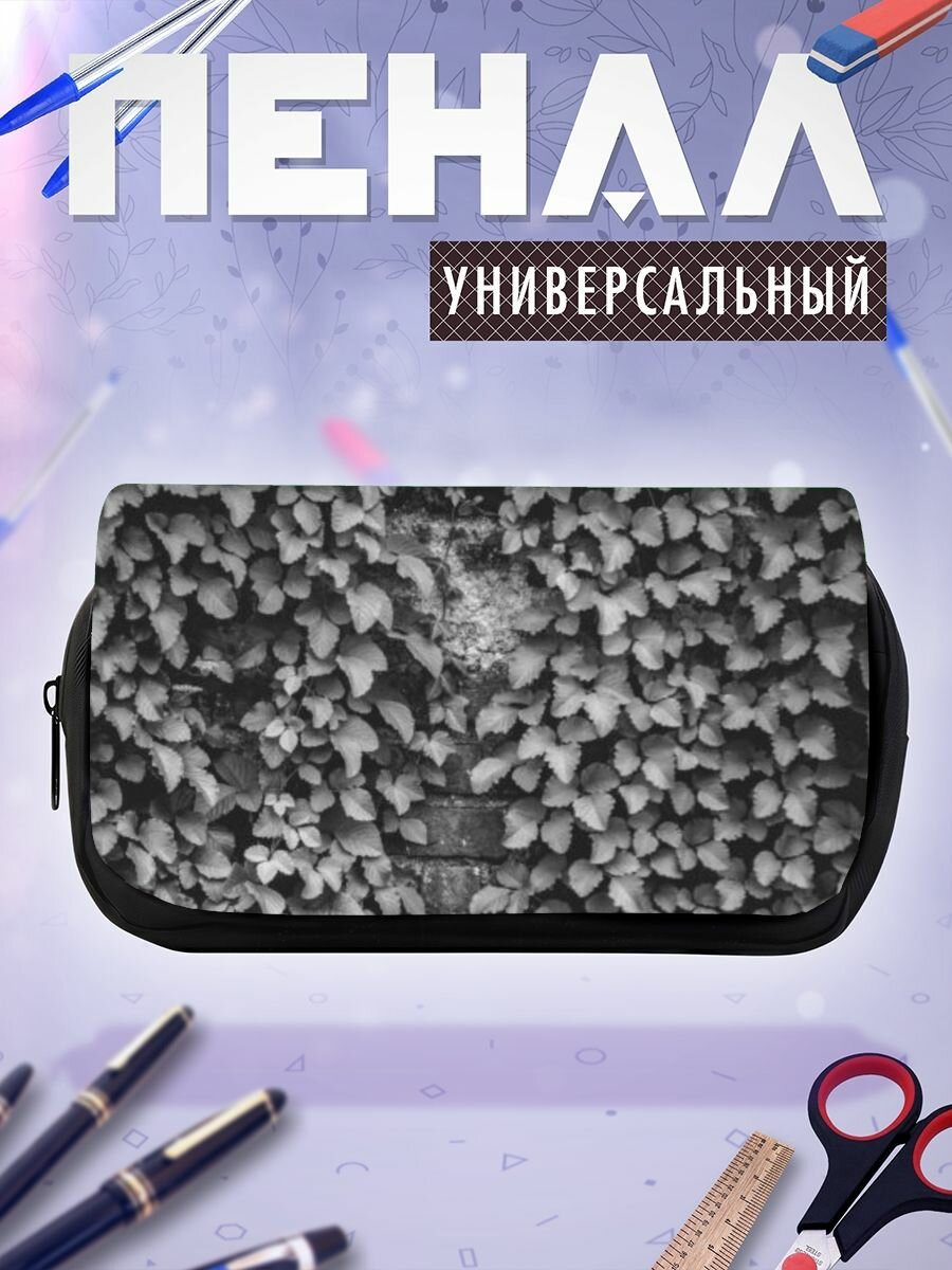 Школьный пенал черный и белый дизайн