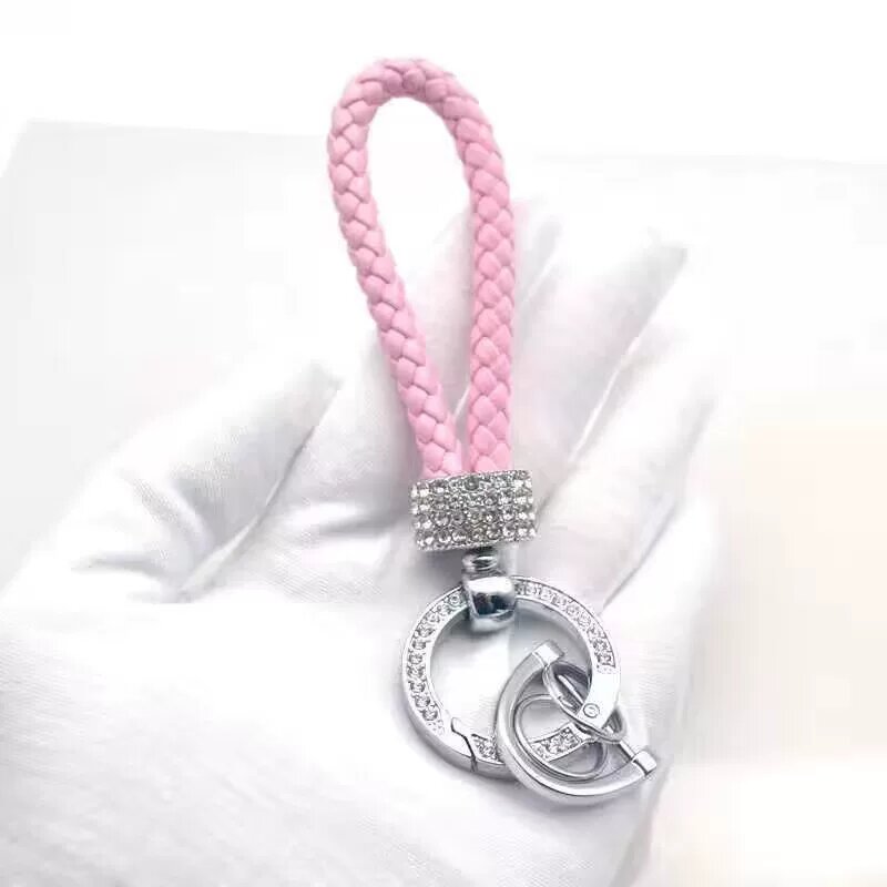Брелок для ключей, простой и креативный, плетеный из веревки с инкрустацией бриллиантами, брелок с защитой от потери,